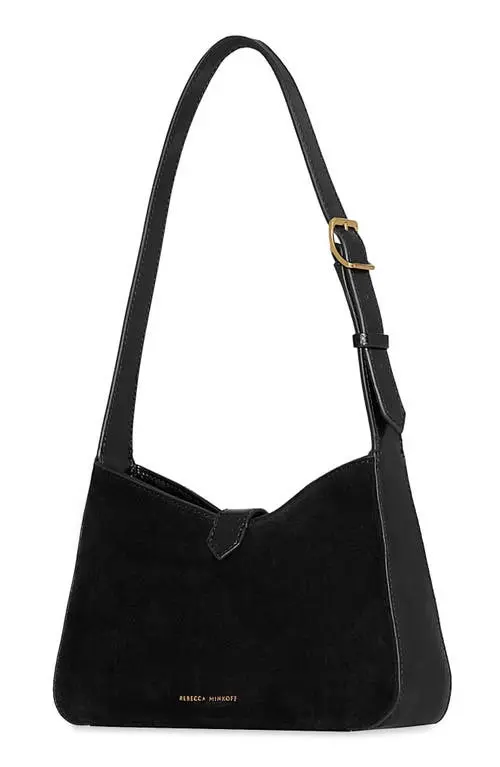 Rebecca Minkoff Small Megan Suede Shoulder Bag - Black