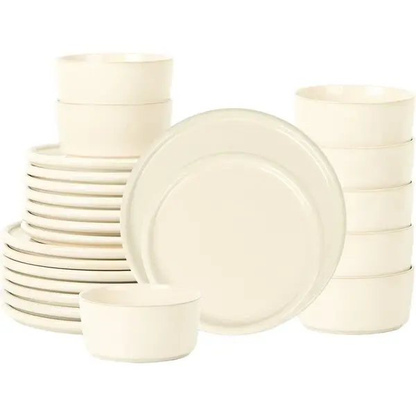 STONE + LAIN Eden Stoneware 24-piece Dinnerware Set - Beige