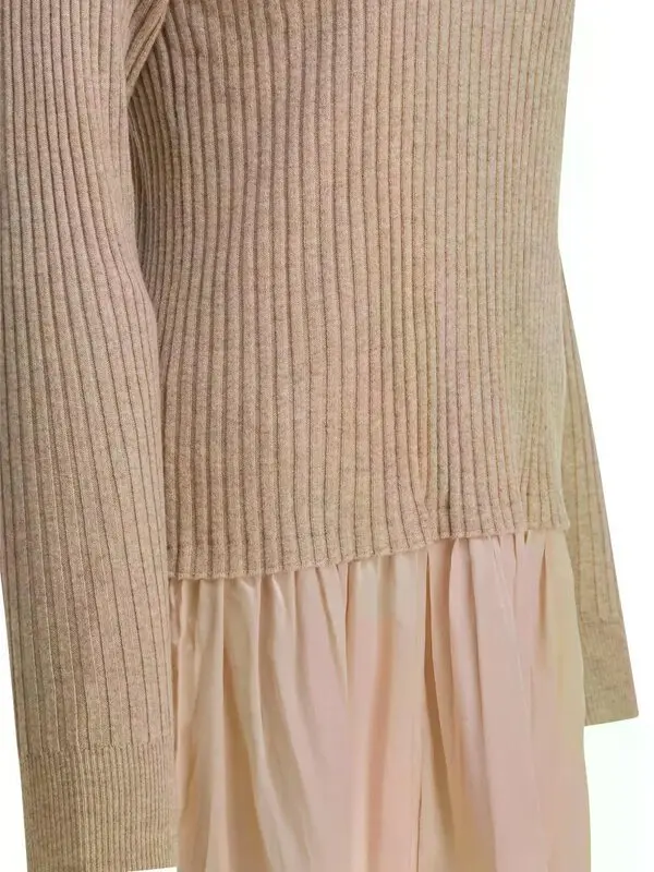 Max & Moi Roll-neck Ribbed Dress - Neutrals