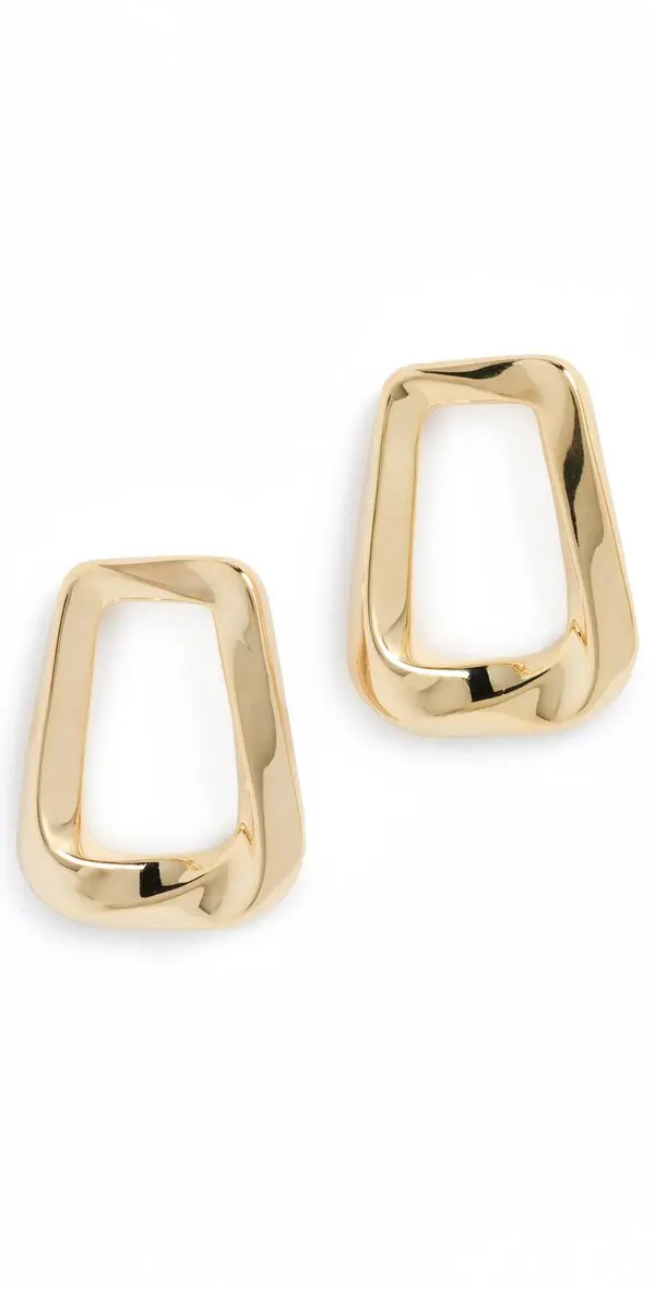 BY ADINA EDEN Rectangular Stud Earrings - Gold