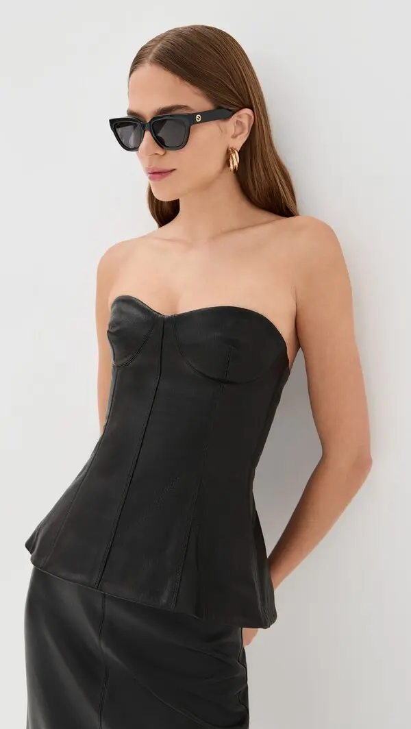 Simkhai Tyla Leather Bustier Top