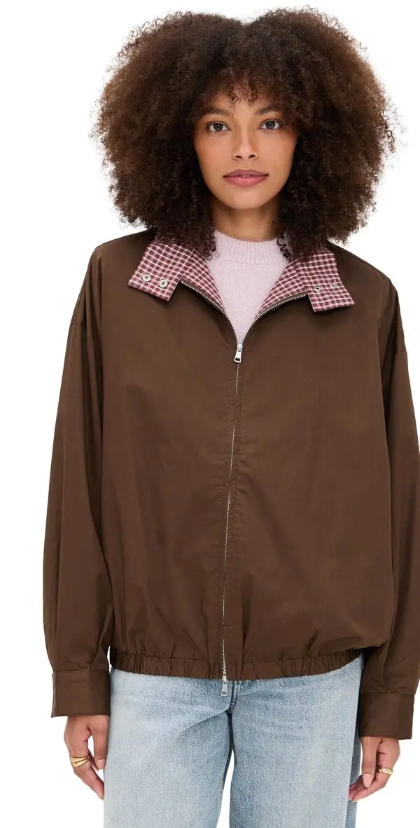 Pixie Market Plaid Contrast Bomber Jacket
