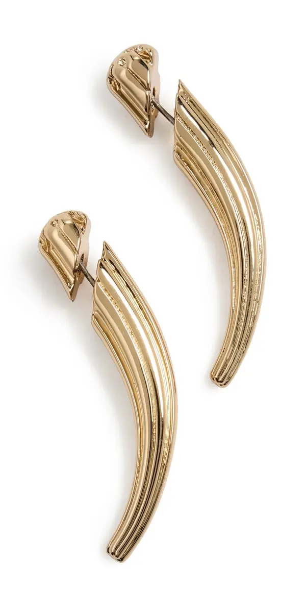 Tory Burch Pierced Front-back Earrings - Light Brass