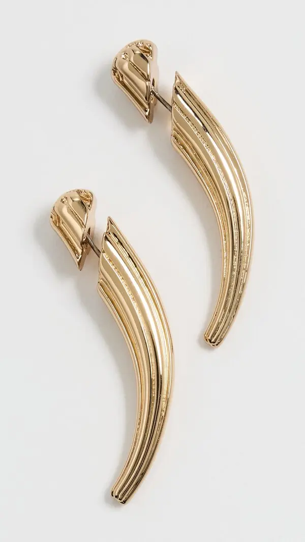Tory Burch Pierced Front-back Earrings - Light Brass