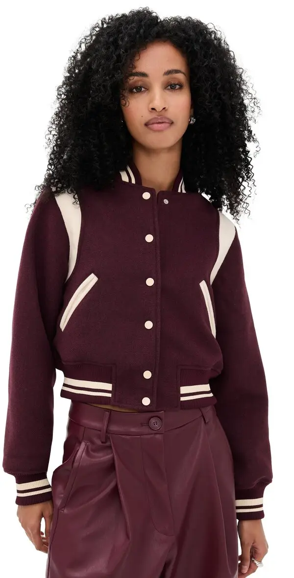 Blanknyc Bomber Jacket - Burgundy Multi