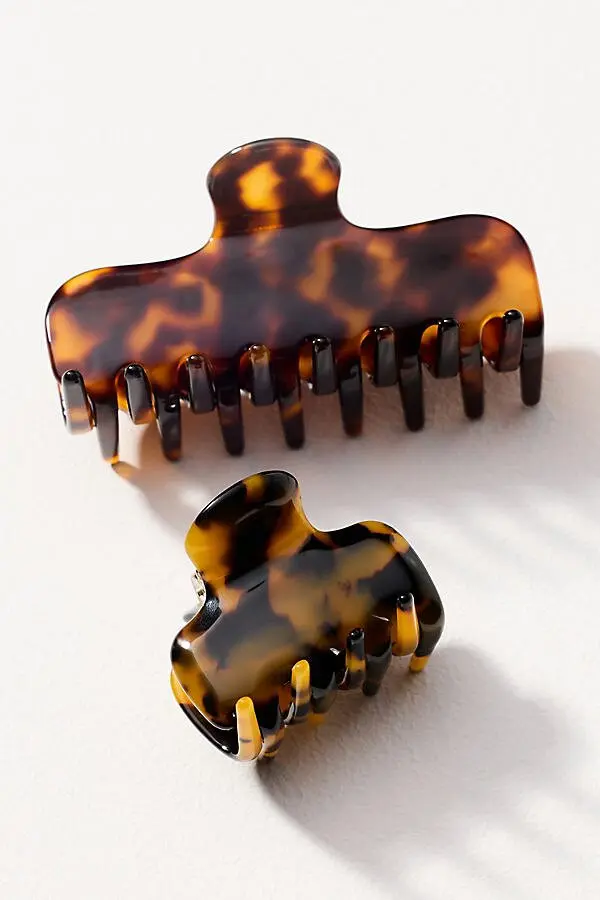 Anthropologie Tortoiseshell Hair Claws Set Of 2 - All Over Tort