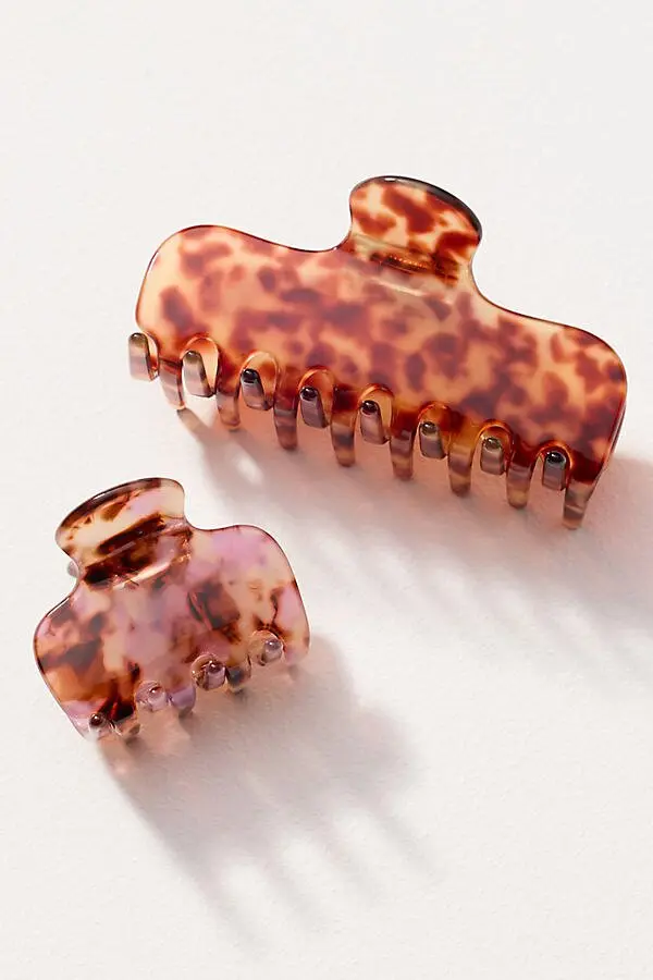 Anthropologie Tortoiseshell Hair Claws Set Of 2 - Auburn Tortoise
