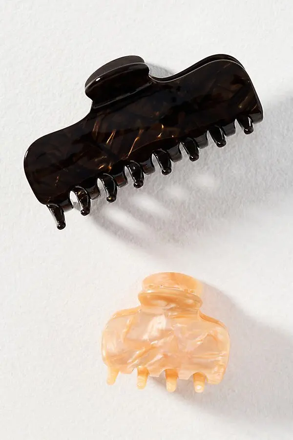 Anthropologie Tortoiseshell Hair Claws Set Of 2 - Brown/peach