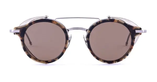 Thom Browne Round Sunglasses With Wide Shield - Brown