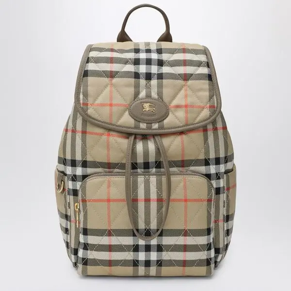 Burberry Check Horseshoe Backpack - Beige
