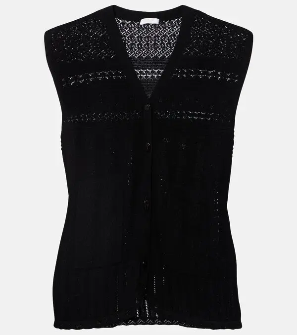 ERES Mixte Pointelle Wool And Cashmere Sweater Vest - Black