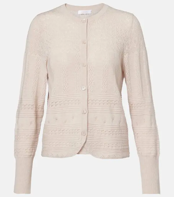 ERES Trio Pointelle Wool And Cashmere Cardigan - Beige