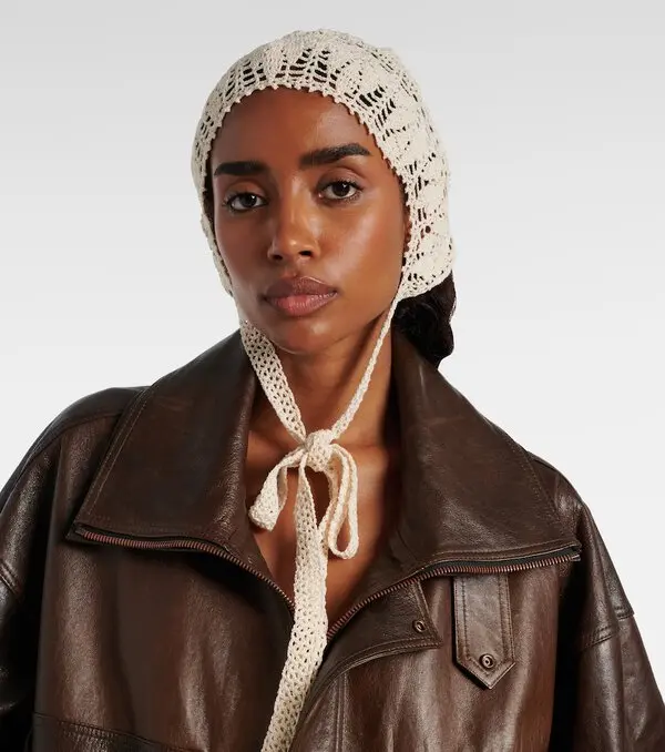 Magda Butrym Crochet Cotton Hood - White