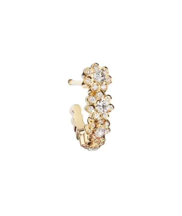 Sophie Bille Brahe Petite Boucle De Fleurs Diamond Earrings - Gold