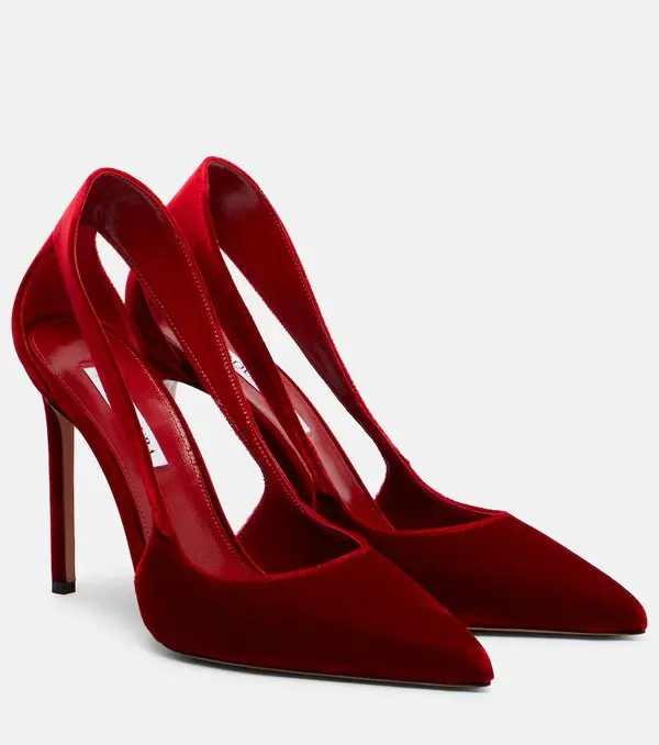 AQUAZZURA Dangerous Liaisons 105 Velvet Pumps - Red