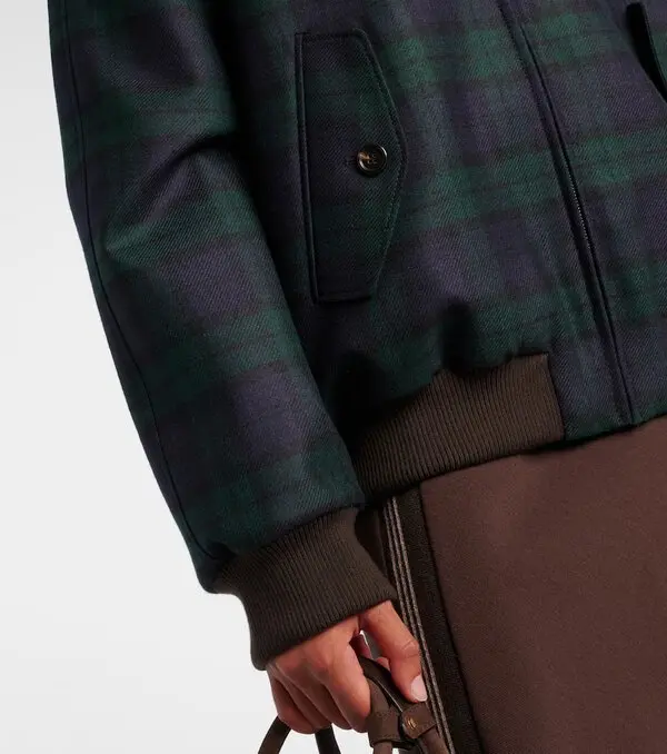 Miu Miu Plaid Virgin Wool Twill Blouson Jacket