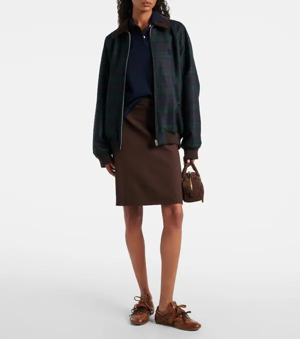 Miu Miu Plaid Virgin Wool Twill Blouson Jacket