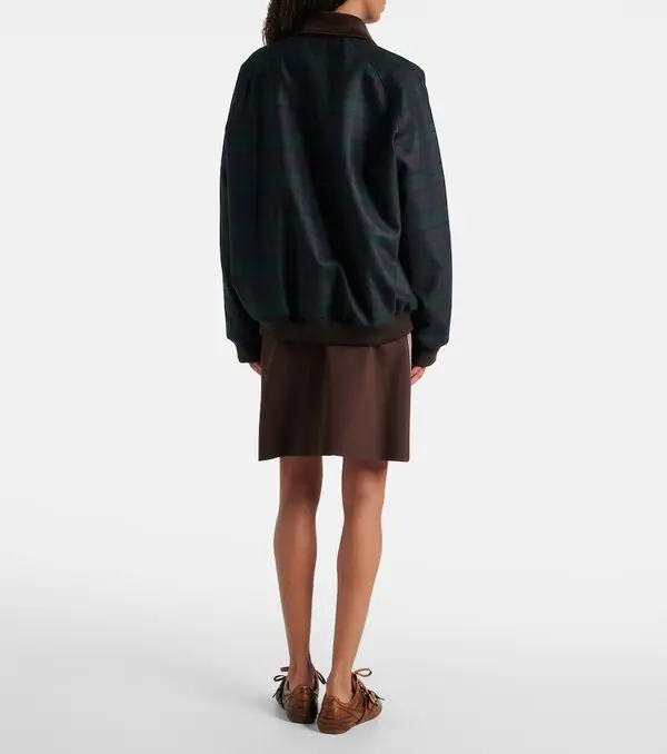 Miu Miu Plaid Virgin Wool Twill Blouson Jacket