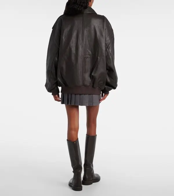 THE FRANKIE SHOP Viper Leather Jacket - Brown