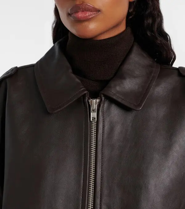 THE FRANKIE SHOP Viper Leather Jacket - Brown