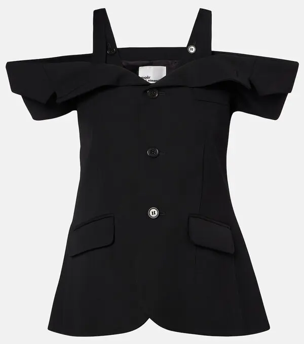 Noir Kei Ninomiya Cutout Wool Top - Black
