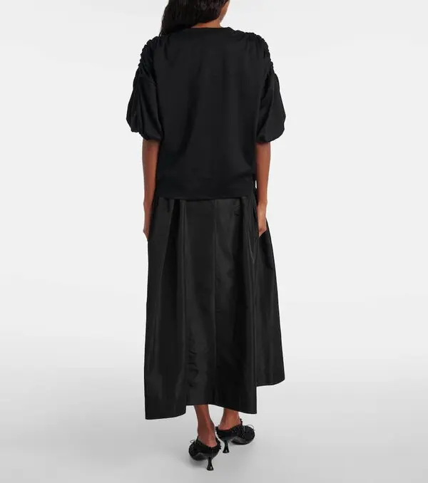 Noir Kei Ninomiya Gathered Cotton Jersey T-shirt - Black