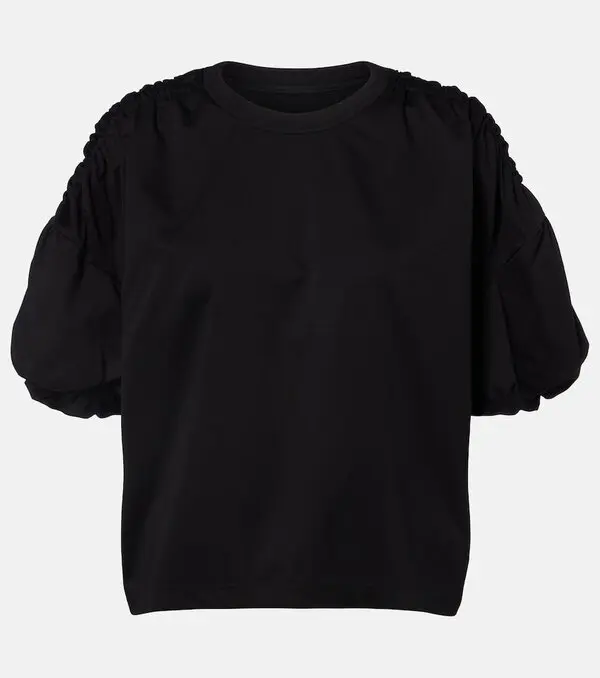Noir Kei Ninomiya Gathered Cotton Jersey T-shirt - Black
