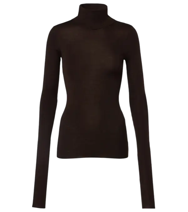 THE FRANKIE SHOP Utica Thin Wool And Silk Turtleneck Sweater - Brown