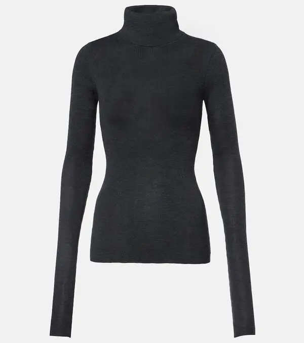 THE FRANKIE SHOP Utica Thin Wool And Silk Turtleneck Sweater - Grey