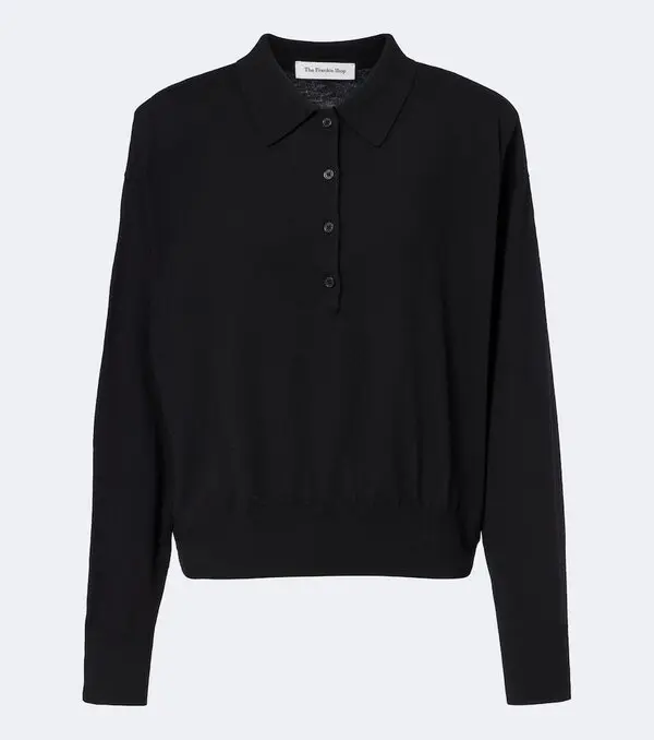 THE FRANKIE SHOP Croydon Wool-blend Polo Sweater - Black