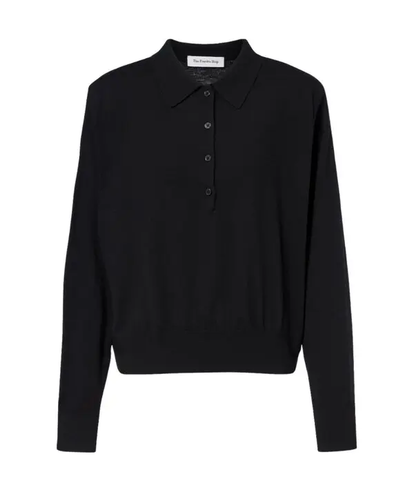 THE FRANKIE SHOP Croydon Wool-blend Polo Sweater - Black
