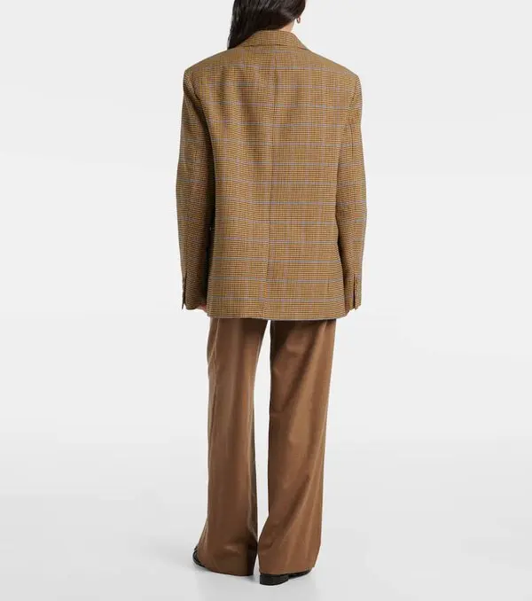 THE FRANKIE SHOP Lyra Houndstooth Oversized Blazer - Beige