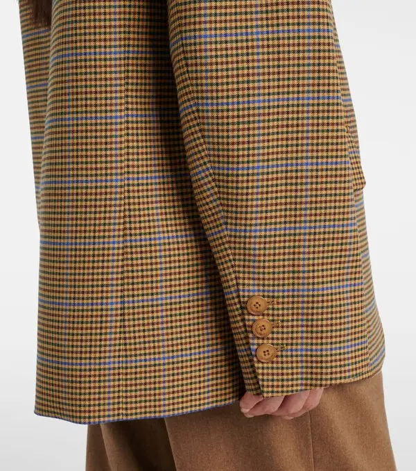 THE FRANKIE SHOP Lyra Houndstooth Oversized Blazer - Beige