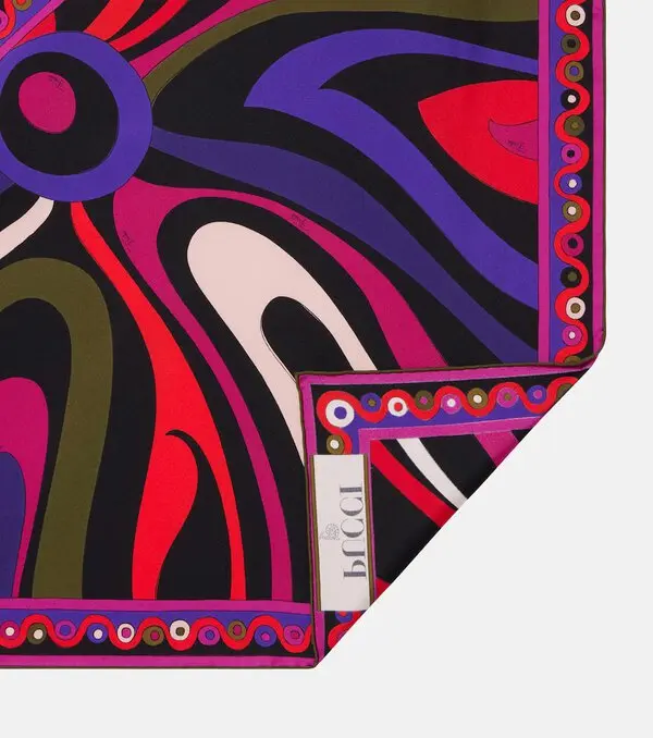 Emilio Pucci Marmo And Orchidee Silk Twill Scarf