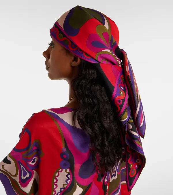 Emilio Pucci Marmo And Orchidee Silk Twill Scarf