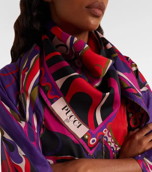 Emilio Pucci Marmo And Orchidee Silk Twill Scarf