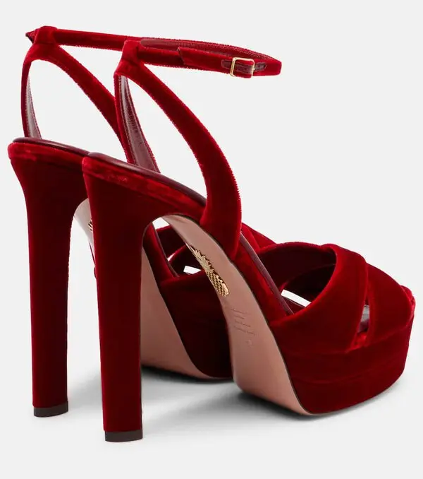 AQUAZZURA Divine 130 Velvet Platform Sandals