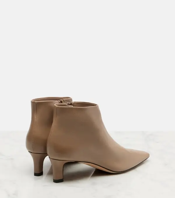 THE ROW Carla 45 Leather Ankle Boots - Beige