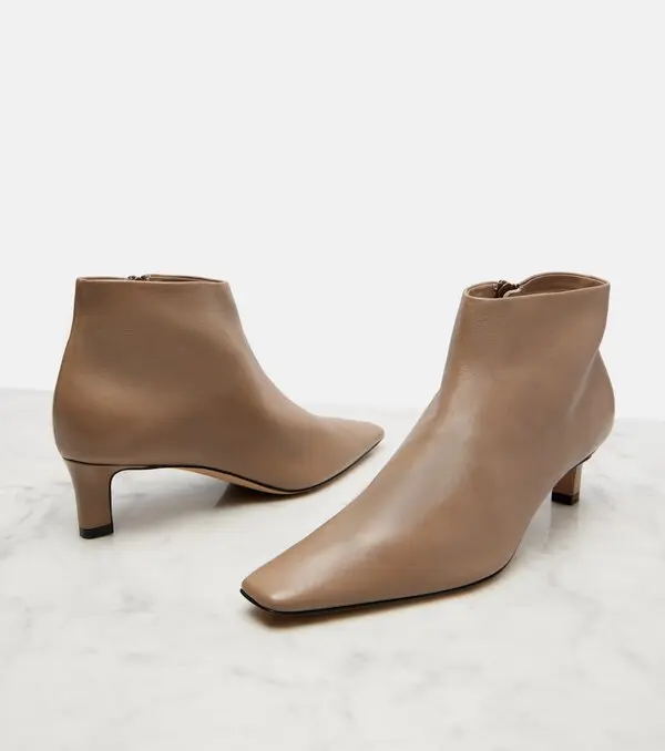 THE ROW Carla 45 Leather Ankle Boots - Beige