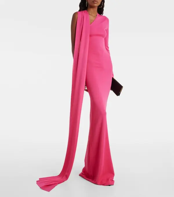 David Koma Scarf-detail Jersey Gown