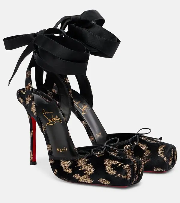 CHRISTIAN LOUBOUTIN Cassia 100 Velvet And Lamé Pumps - Black
