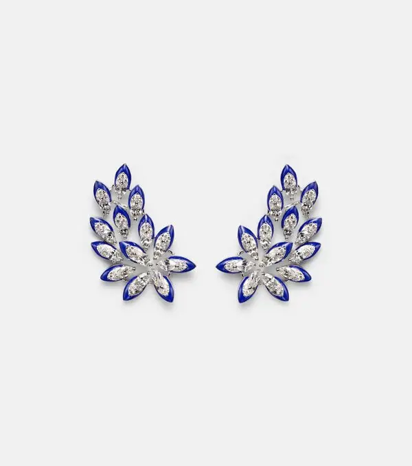 KAMYEN Petal 18kt White Gold Diamond Earrings - Silver