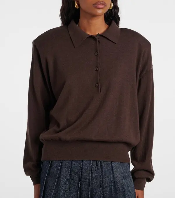 THE FRANKIE SHOP Croydon Wool-blend Polo Sweater - Brown