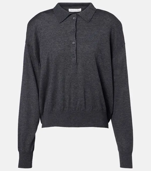 THE FRANKIE SHOP Croydon Wool-blend Polo Sweater - Grey