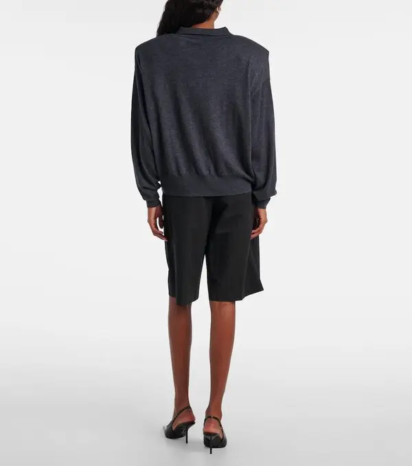 THE FRANKIE SHOP Croydon Wool-blend Polo Sweater - Grey