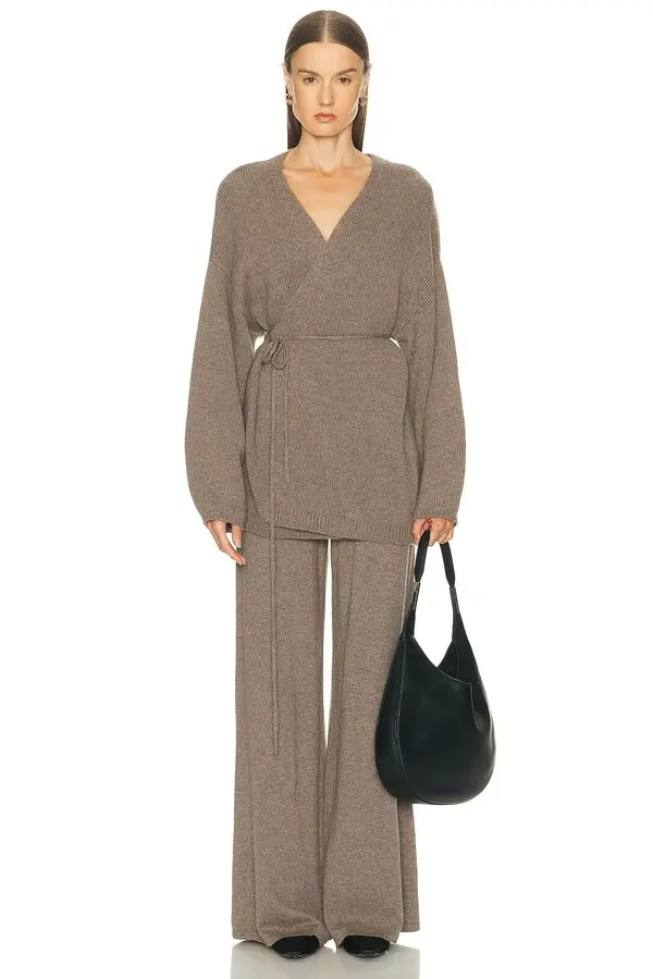 LISA YANG Laurina Wrap Cardigan - Truffle