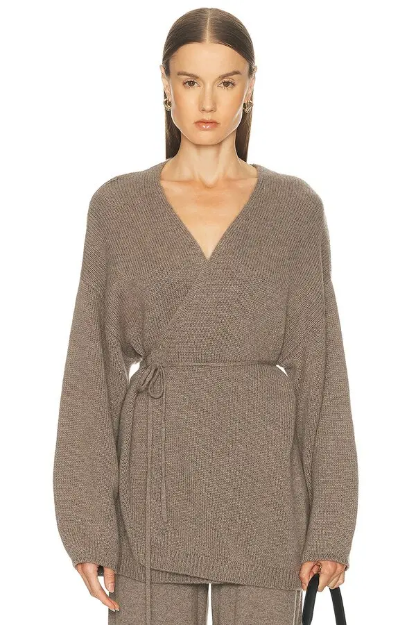 LISA YANG Laurina Wrap Cardigan - Truffle