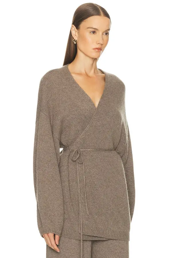 LISA YANG Laurina Wrap Cardigan - Truffle