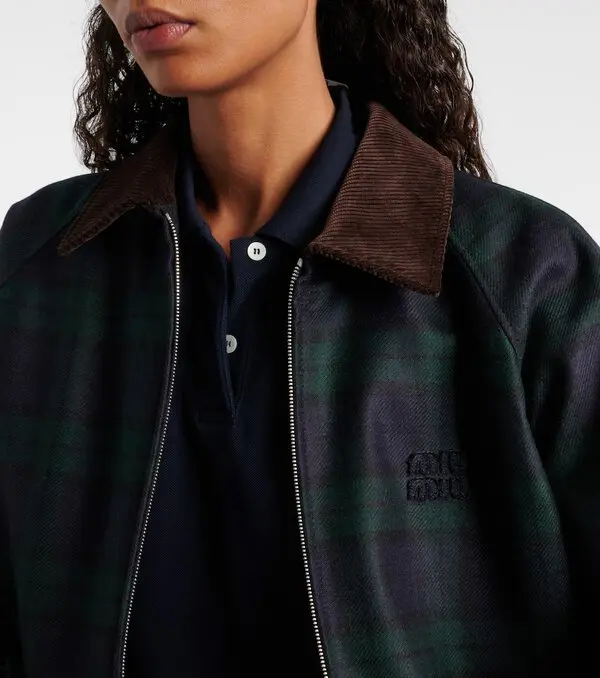 Miu Miu Plaid Virgin Wool Twill Blouson Jacket