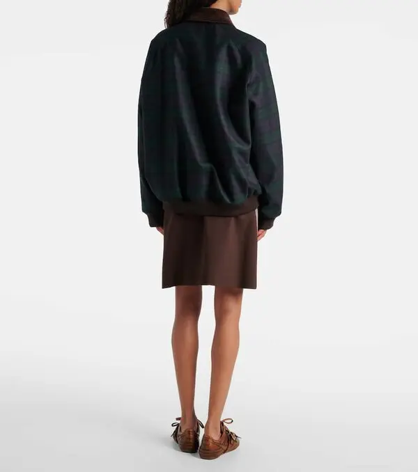Miu Miu Plaid Virgin Wool Twill Blouson Jacket